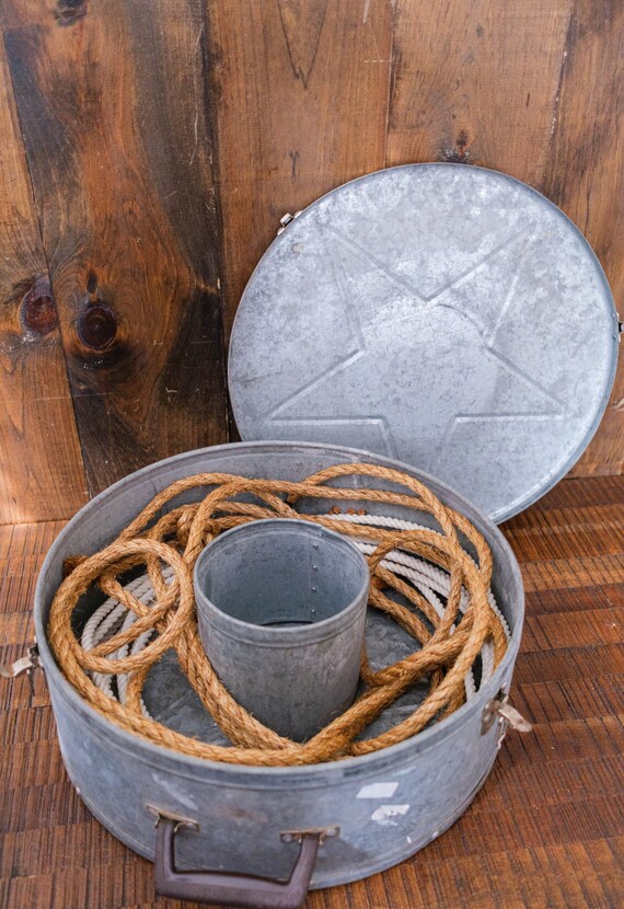Vintage Galvanized Steel Cowboy Lasso Case - Lariat C… - Gem