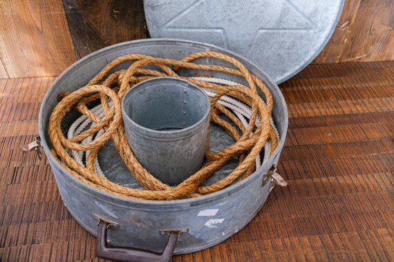 Vintage Galvanized Steel Cowboy Lasso Case - Lariat C… - Gem