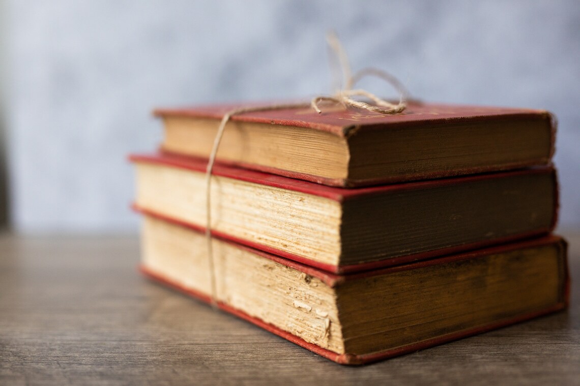 Vintage Antique Book Set Stack (set of 3) Red | Rustic Home Decor ...