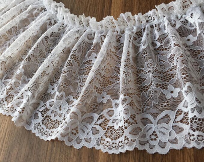 White Soft Lace Ruffles,eslatic Ruffled Lace Trims,lace Top,baby ...