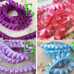 ON Sale DIY Pleated Satin Ribbons,box Pleat,ruffled Satin Lace Trims,2 ...