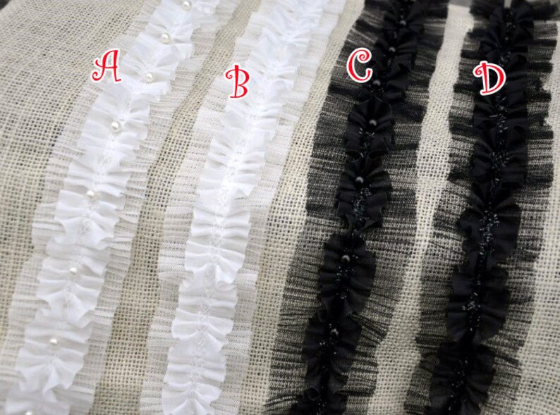 Popular Pleated Beaded Chiffon Lace Trims Ruffled Ribbons | Etsy