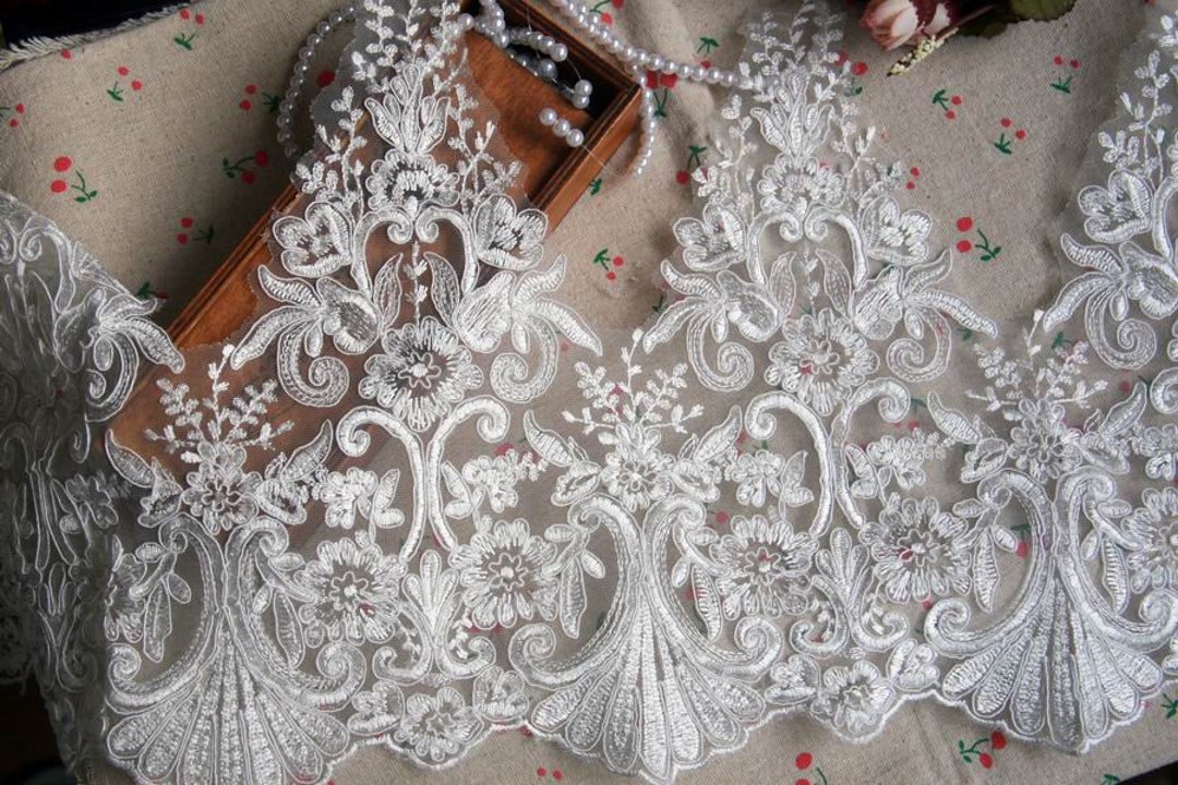 Exquisite Alencon Lace Trims Scalloped Baroque Trim Couture Gowns Lace ...