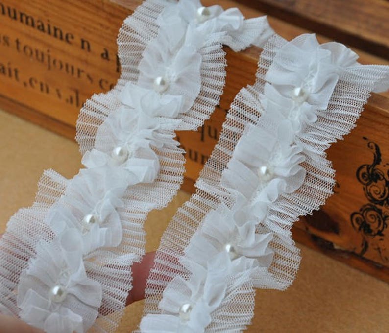 Popular Pleated Beaded Chiffon Lace Trims Ruffled Ribbons - Etsy