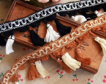 Beige Color Lace Fringes Ethnic Costume Lace Trims Hat Ribbons 7cm 2.7 ...