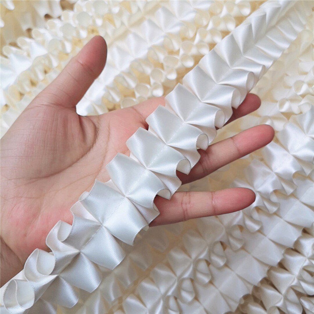 Couture Gowns Satin Ruffles,double Edged,white Color,ruffled Lace Trims ...