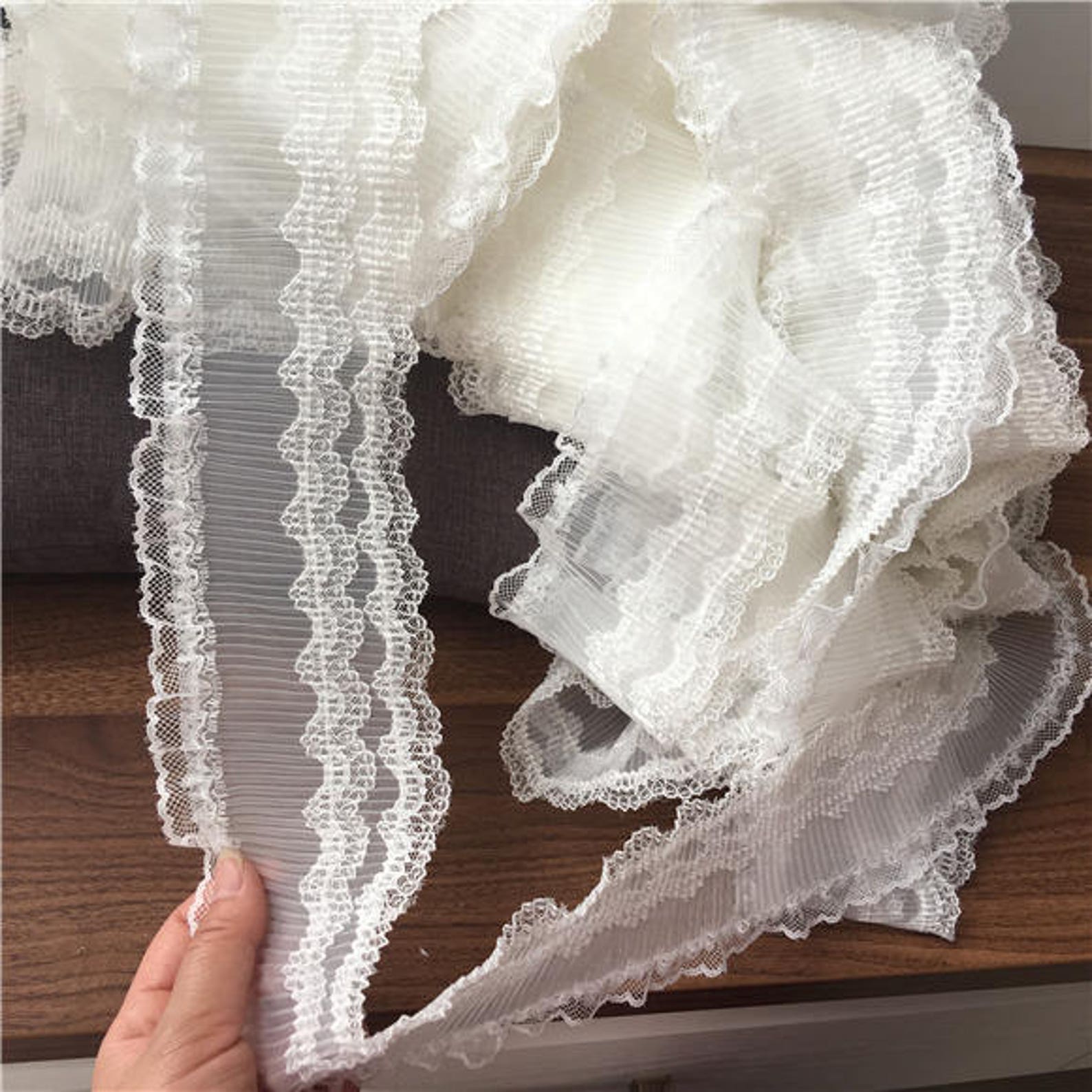 Organza made ruffled lace trims pleated ribbons ruffle edging | Etsy