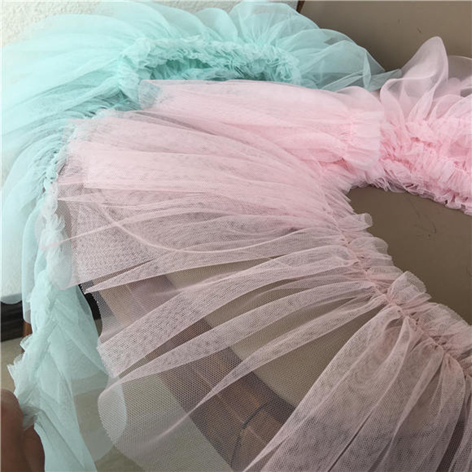 Soft pleated lace trimsmesh pleatruffled tullesleeves lace | Etsy