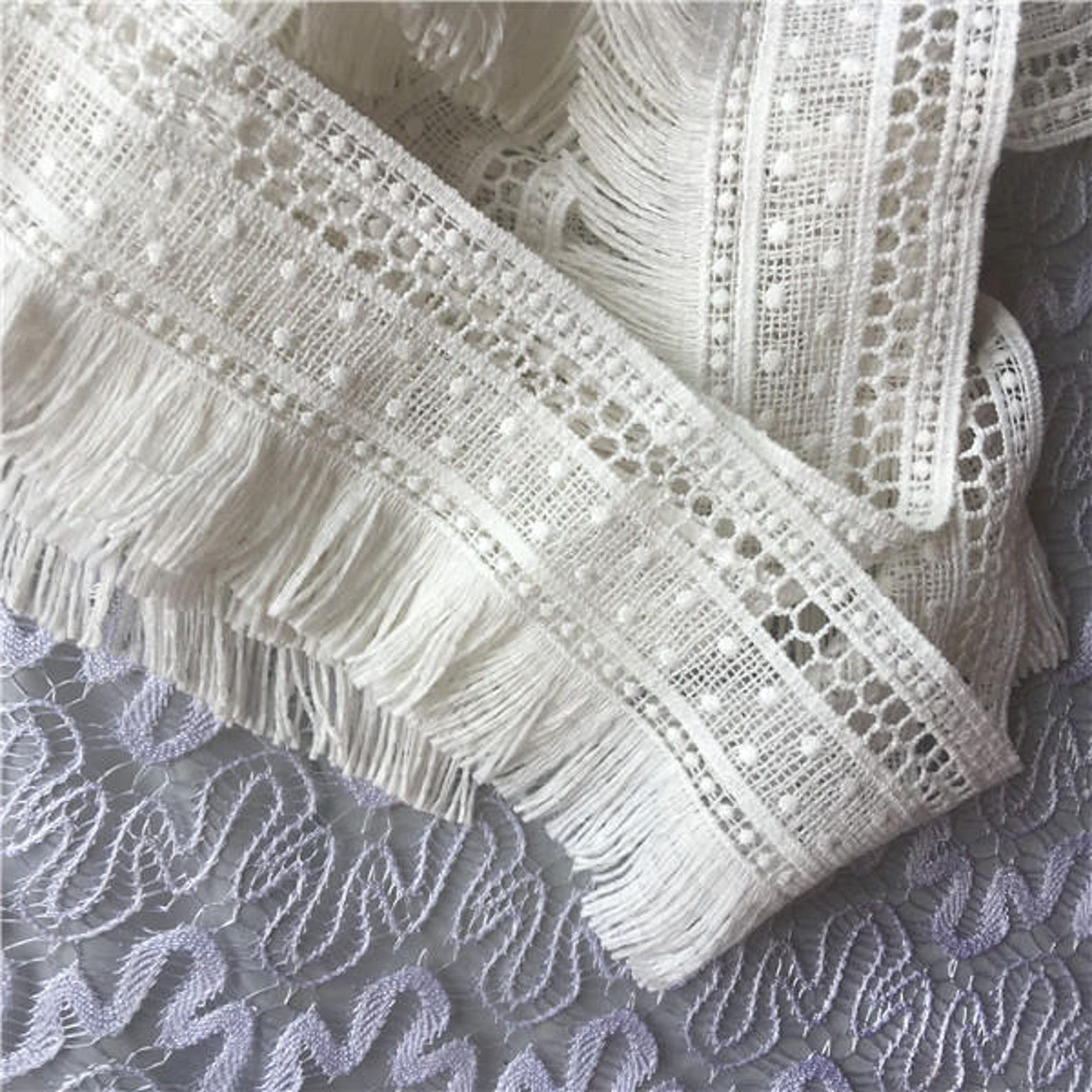 Embroidered Lace Fringe Lace Tassel Trims Venice Bobbin - Etsy