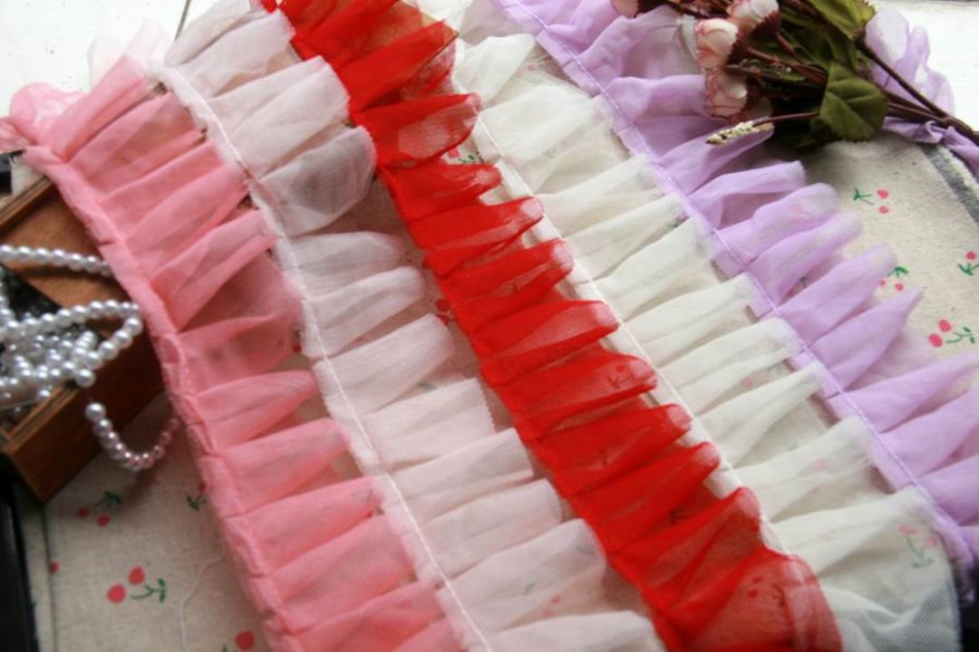Single Edged Lace Ruffles,double Layers,5cm 2" Wide,knife Pleat Lace ...