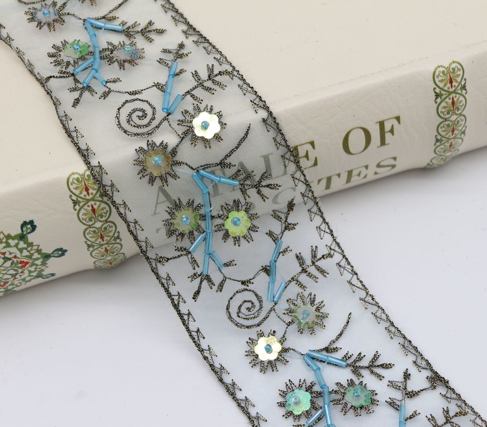 SALE Embroidery Ribbons With Sequins and Tubes Bridal Sash | Etsy