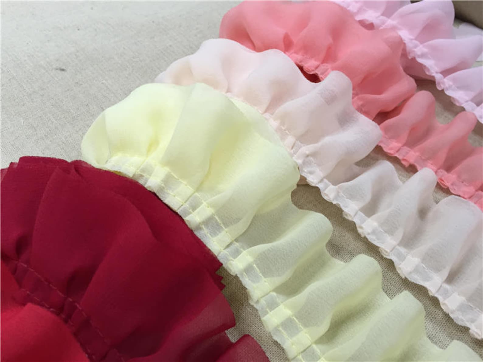 Single Edged Soft Chiffon Ruffles,5cm 2" Wide,knife Pleat Chiffon Lace ...
