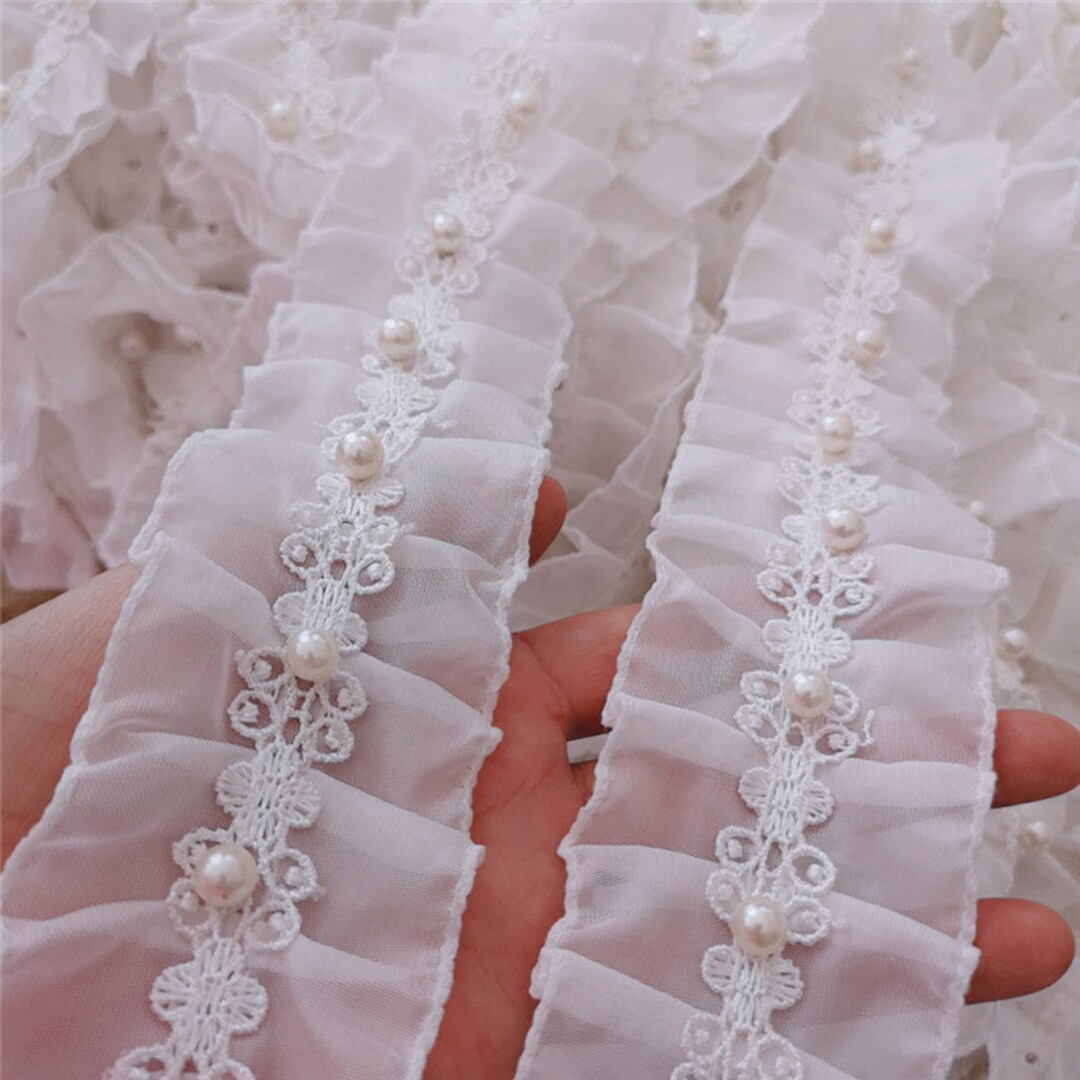 Double Edged Ruffles,beaded Knife Pleats Lace Trims,necklines Pleated ...