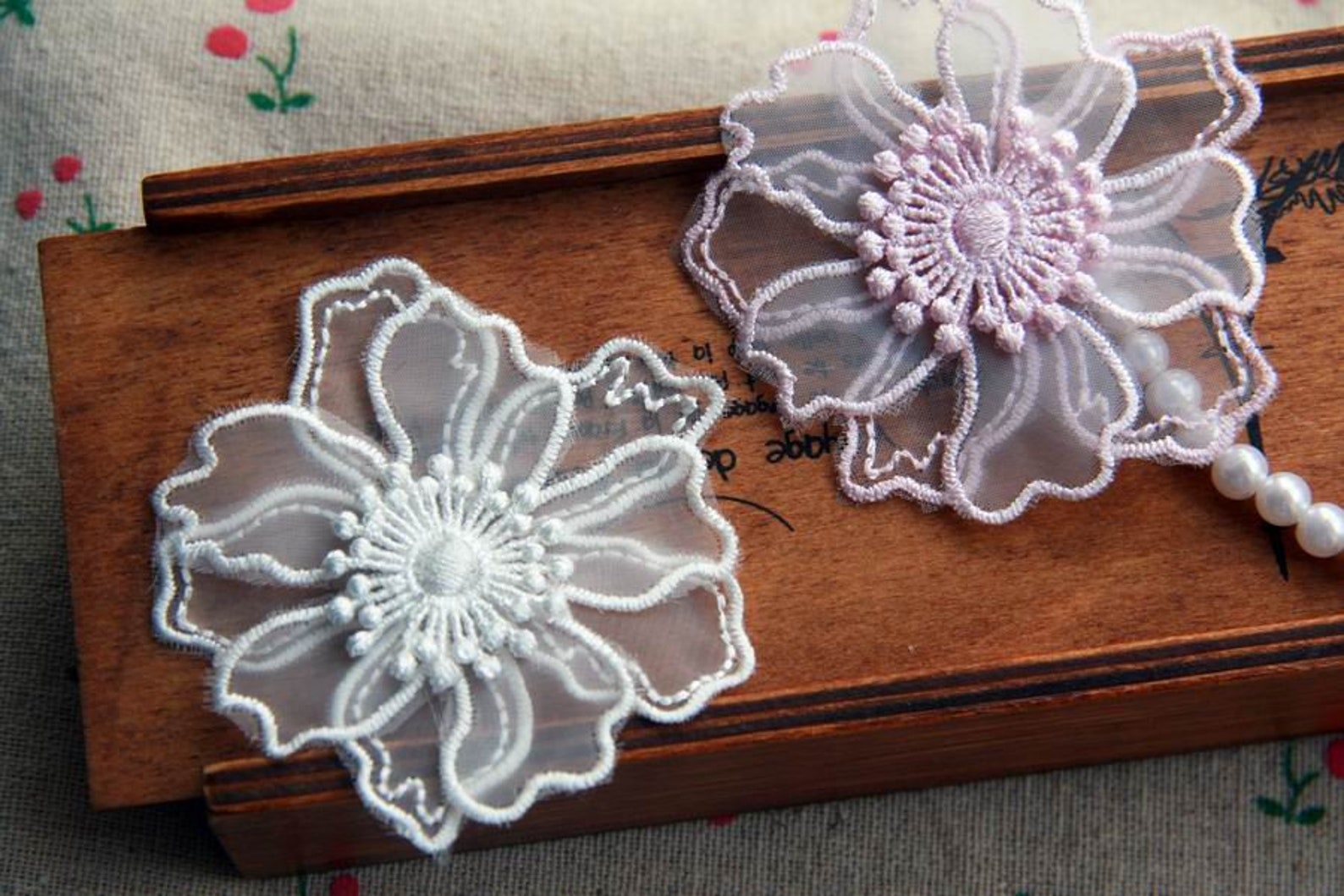 2x Black Lace Flower,3d Lace Appliques,bridal Hair Flower,brooch Flower ...