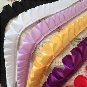 ON Sale DIY Pleated Satin Ribbons,box Pleat,ruffled Satin Lace Trims,2 ...