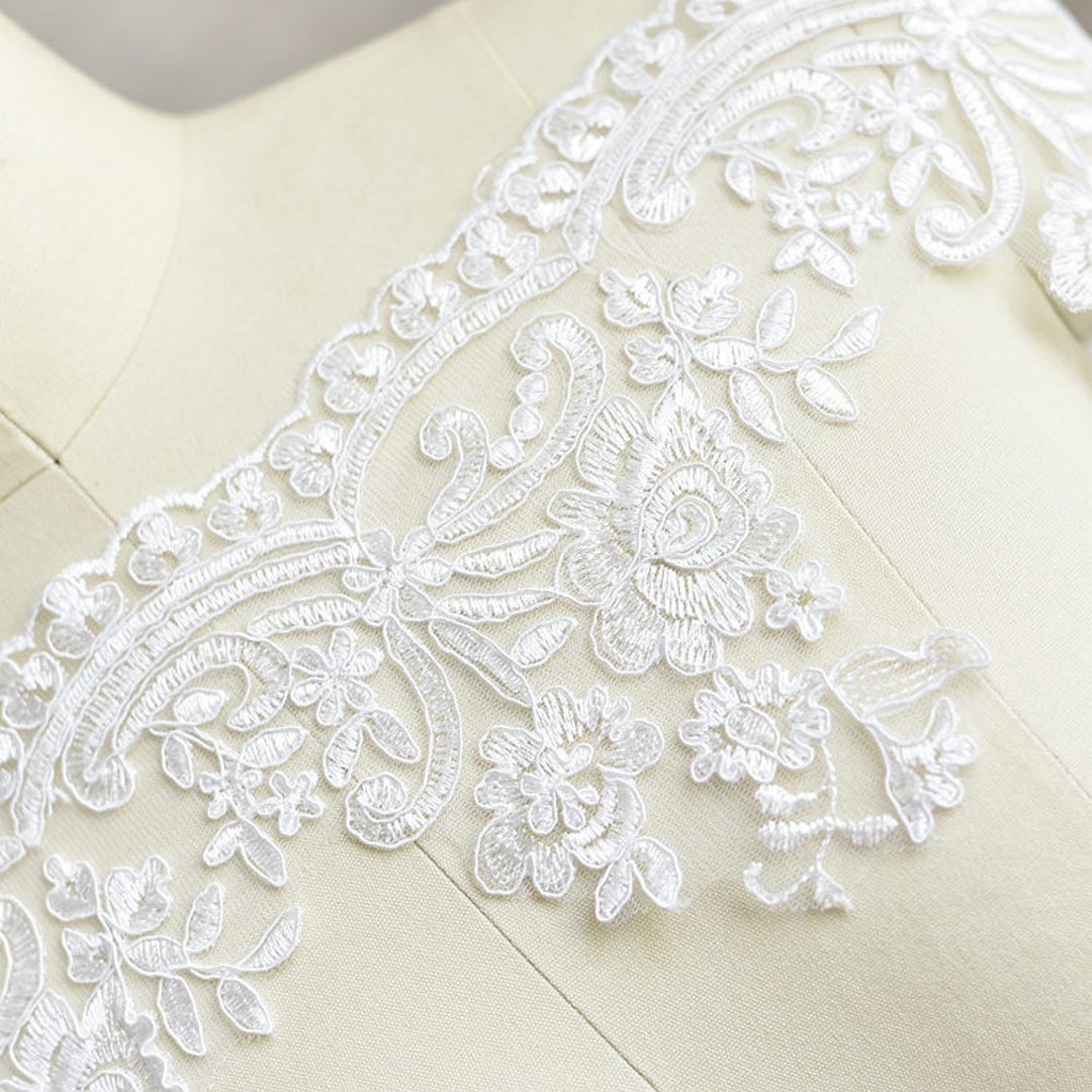 Scalloped Alencon Lace Trims,floral Lace Trims,wedding Lace,14cm 5.5 ...