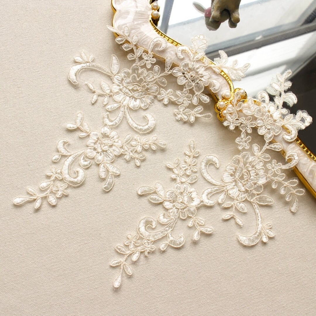 Pair Gorgeous Alençon Lace Appliquessymmetrically - Etsy