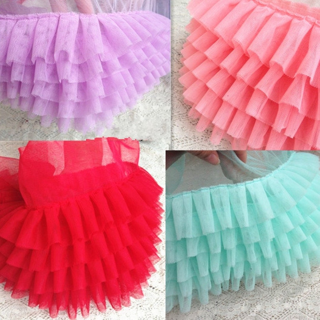 5 Layers Fluffy Gauze Ruffle Lace Trims Pleated Tulle Trims Ruffled ...