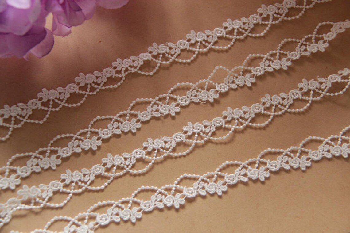 2 Yards Floral Embroidered Lace Trims Couture Gowns Guipure Style Edge ...
