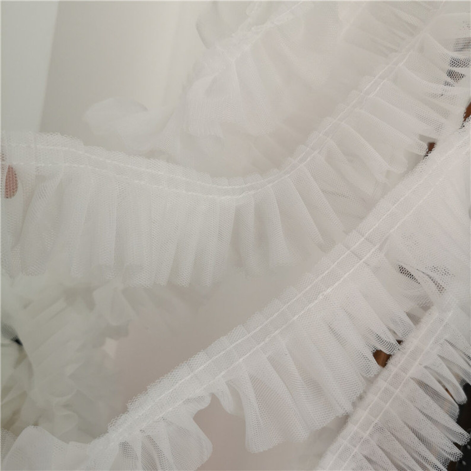 Double Layered Mesh Pleatssoft Mesh Ruffle Trimslace | Etsy