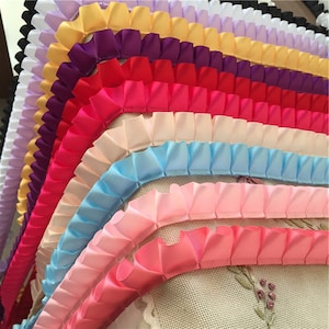 ON Sale DIY Pleated Satin Ribbons,box Pleat,ruffled Satin Lace Trims,2 ...