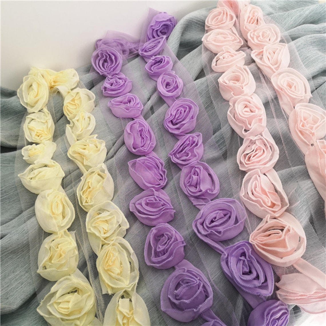 Quality 3D Rose Lace Trims Chiffon Flower Edging Trims Notion - Etsy