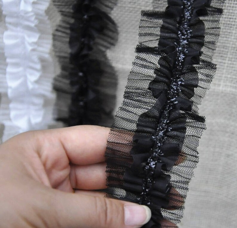 Popular Pleated Beaded Chiffon Lace Trims Ruffled Ribbons Etsy
