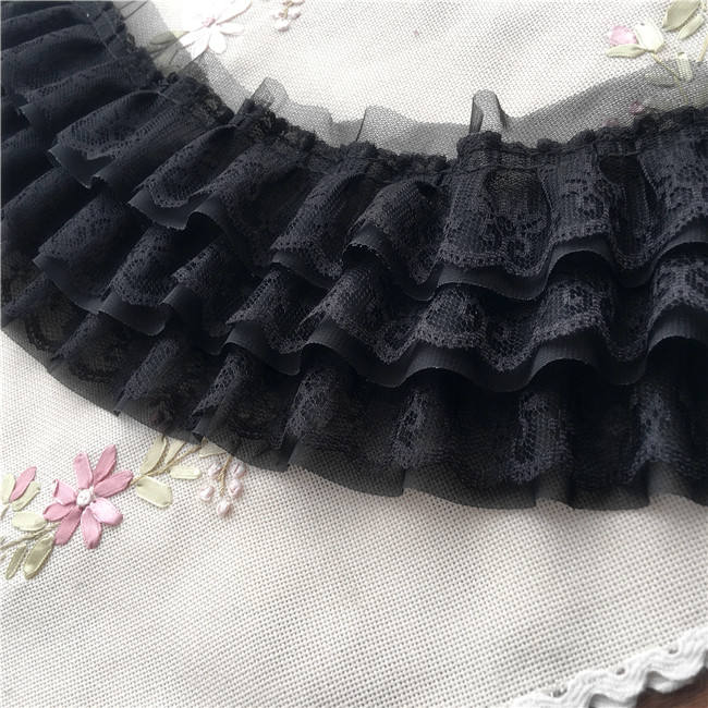 White/black 3 Layers Pleat Trimchiffon Lace Ruffleskirt - Etsy