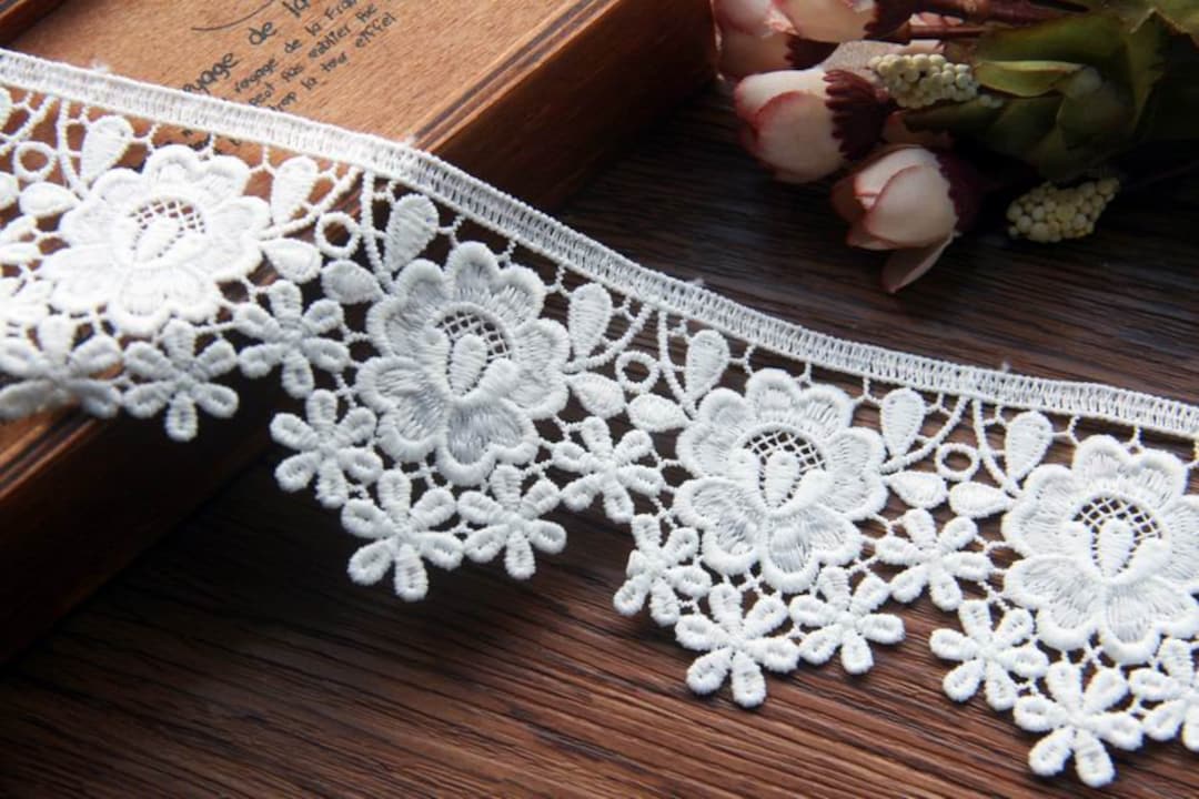 Venice Embroidered Lace Trims Floral Edging Trims Couture Gown Wedding ...