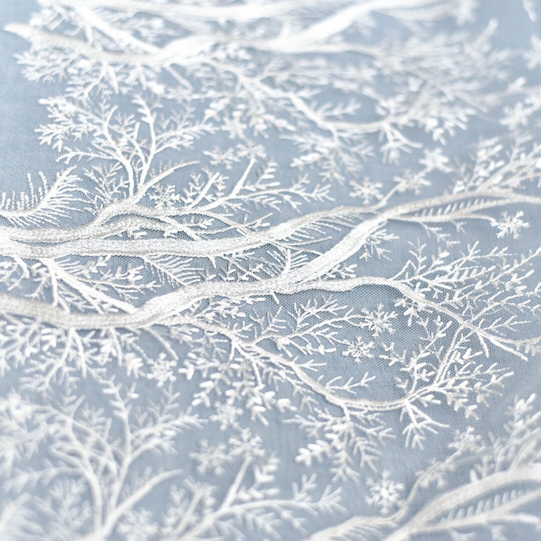 Off-white Tree of Life Lace Fabrics Embroidery Floral Tulle Fabrics ...