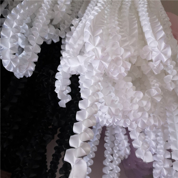 Couture Gowns Satin Rufflesdouble Edgedwhite Colorruffled - Etsy