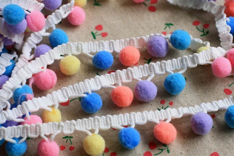 Multi Colored Ethnic Pom Poms Fringe Tassel Trims,braided Baby Fringes ...