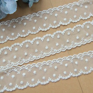 2yrd Embroidered Polka Dots Lace Trims4cm 1.5Venice | Etsy