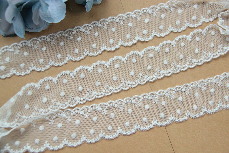 2yrd Embroidered Polka Dots Lace Trims4cm 1.5Venice | Etsy