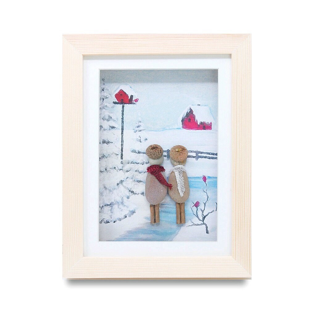 Winter Stroll in the Snow - Unique Pebble Art Gift - Etsy