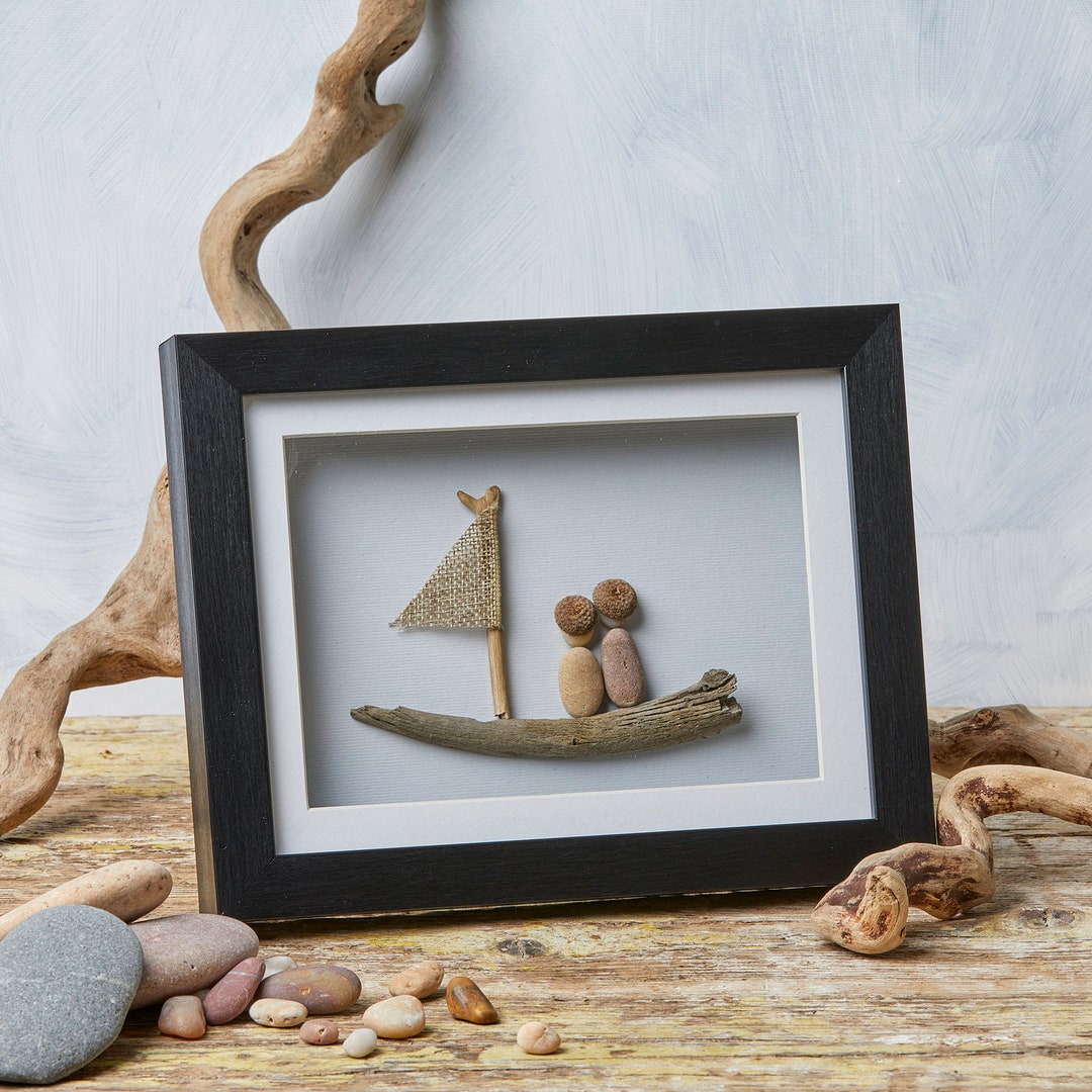 Driftwood Boat - Unique Pebble Art Gift - Etsy