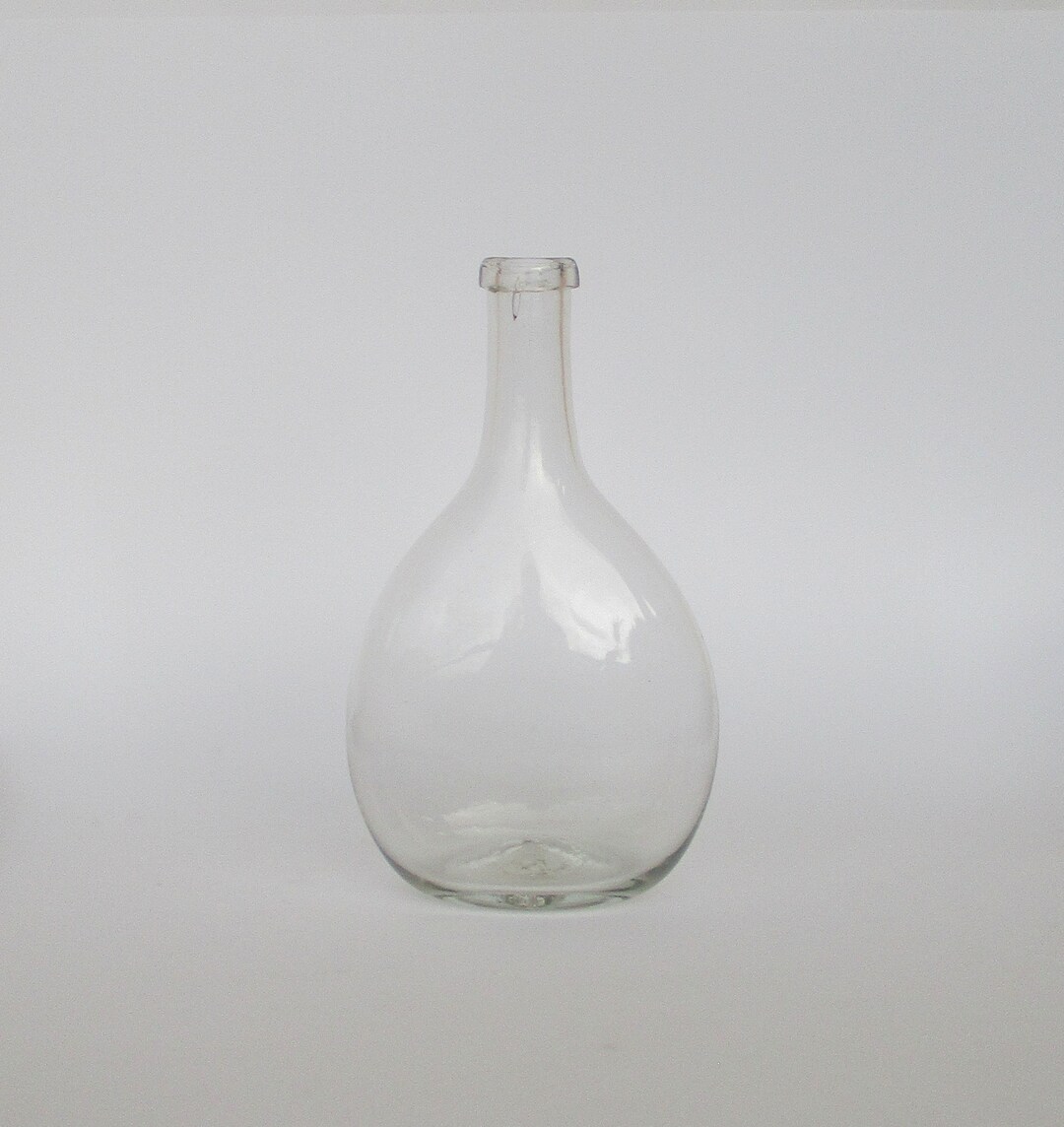 Antique 19th Century Clear Blown Glass Bottle Flask. Collectible ...