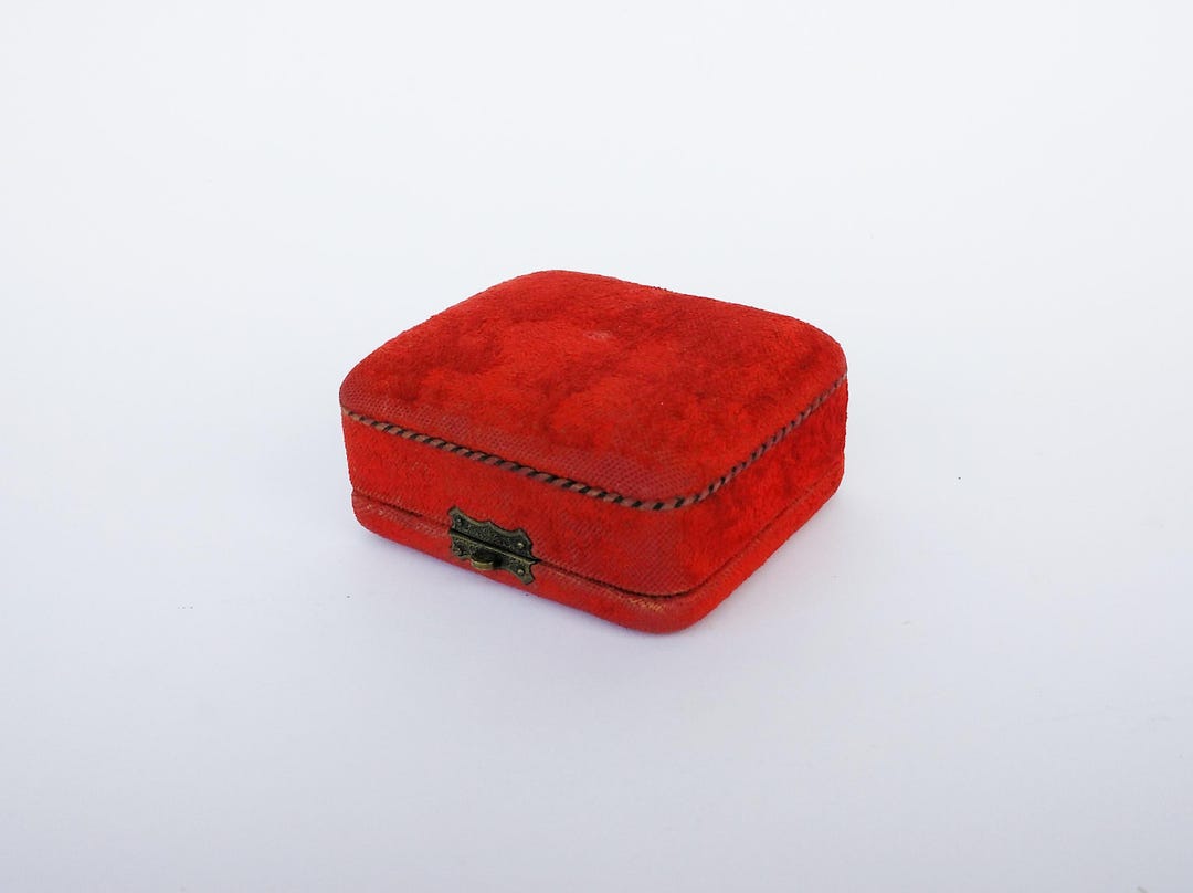 Antique Red Velvet Push Button Jewelry Case Box Collectible - Etsy