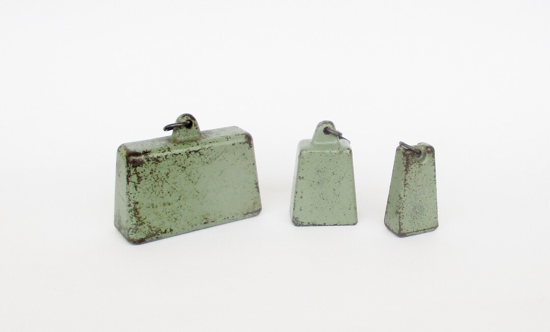 Vintage Set of 3 Green Loom Iron Weights. Paperweights. Industrial ...