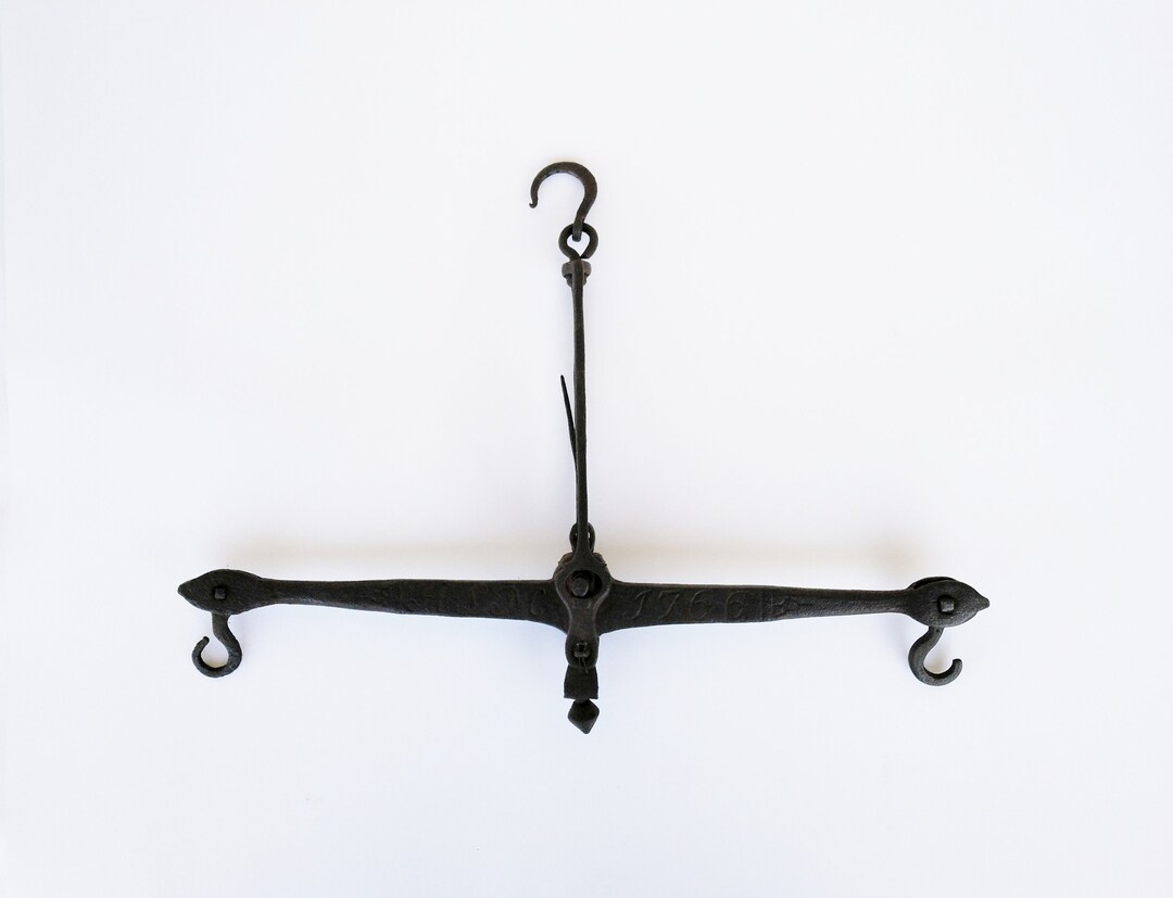 Antique 18th Century 1766 Wrought Iron Hanging Balance Scale ...