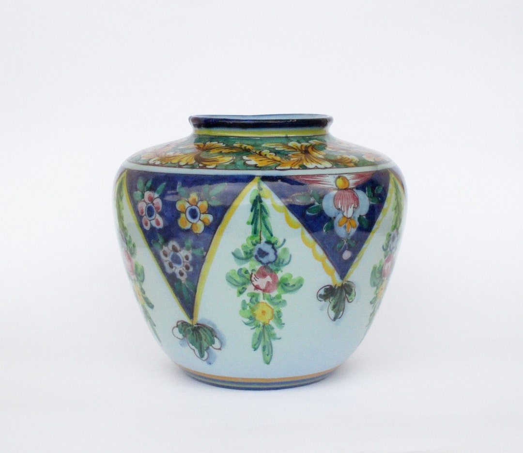 Vintage Portuguese P.L Valado-alcobaça Ceramic Cachepot Vase ...