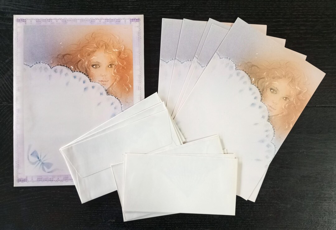 Vintage Stationery Set, Girl With Fan Design, Letter Paper Envelopes ...
