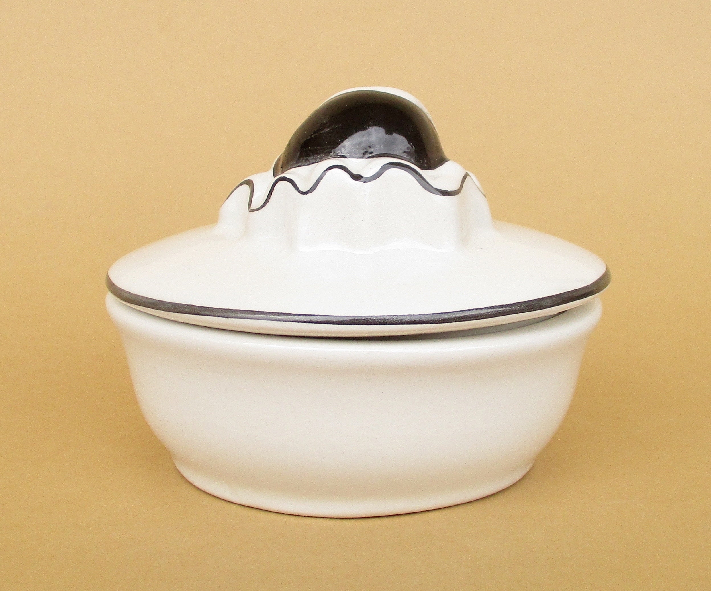 Antique Art Deco Ceramic Round Box With Pierrot Face in - Etsy