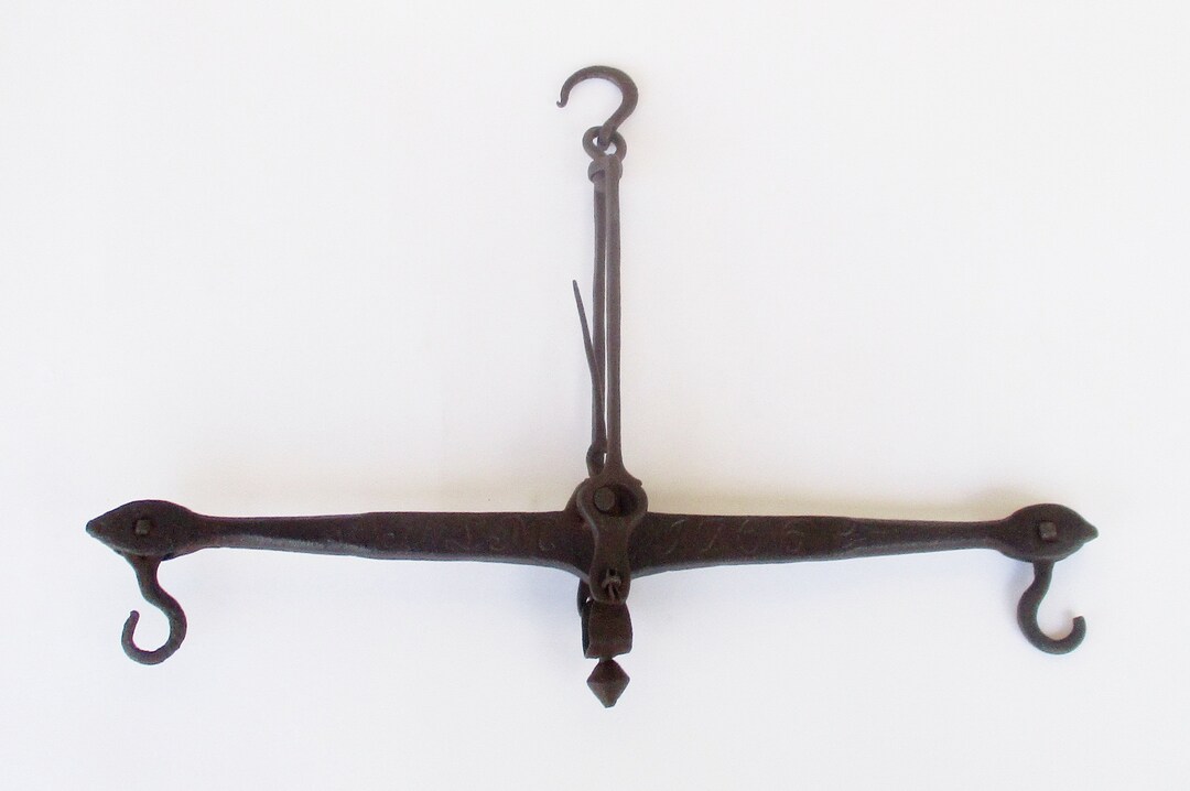 Antique 18th Century 1766 Wrought Iron Hanging Balance Scale ...