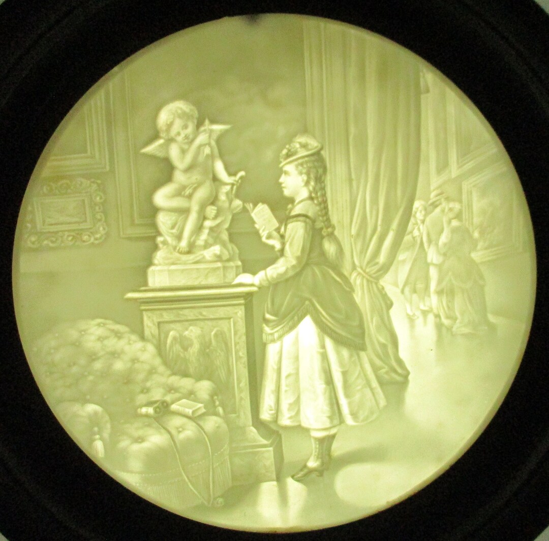 Rare Antique 19th Century Porcelain and Wooden Lithophane Light Candle ...