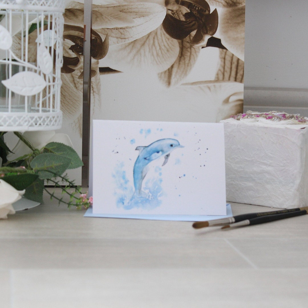 Whimsical Dolphin Ocean Themed Card/ Note Card/ Thank You - Etsy UK