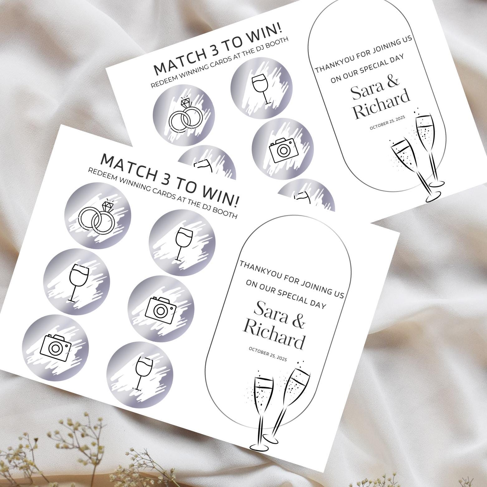 Personalised Wedding Scratch Card, Scratchies, Wedding Stationery ...
