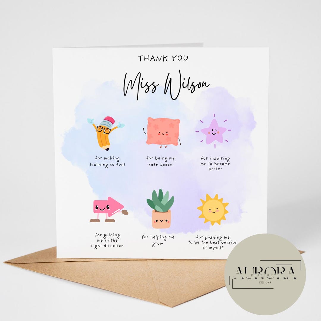 Personalized Teacher Thank You Card: Custom School Card - Etsy
