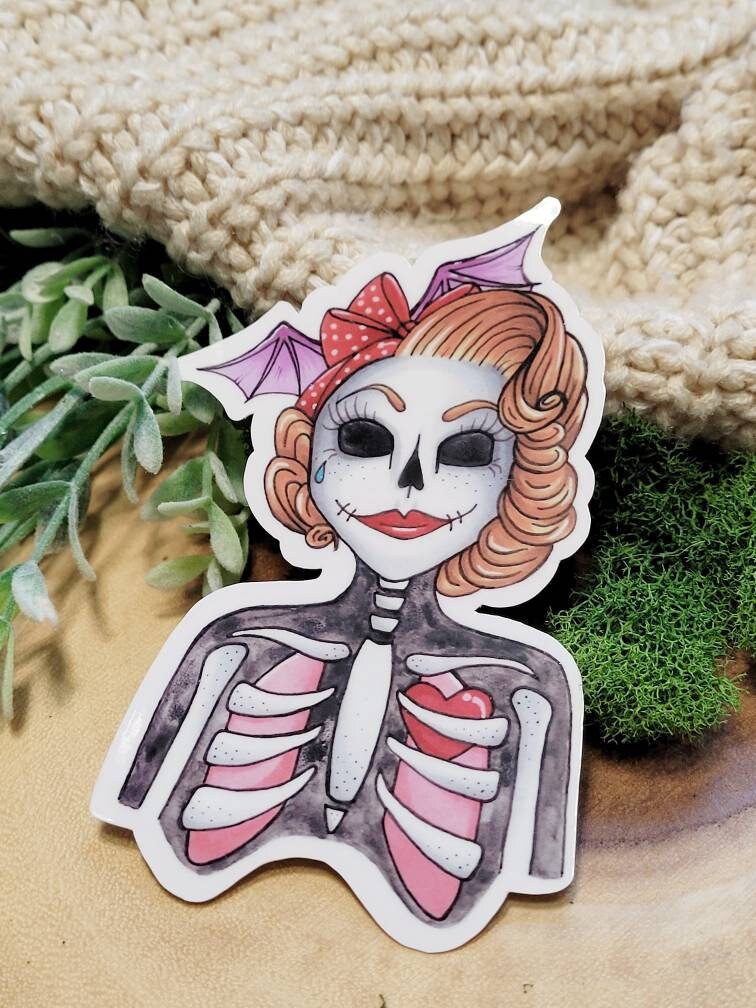 Pin up Skeleton Vinyl Sticker Skeleton Girl Sticker Pin up - Etsy Canada
