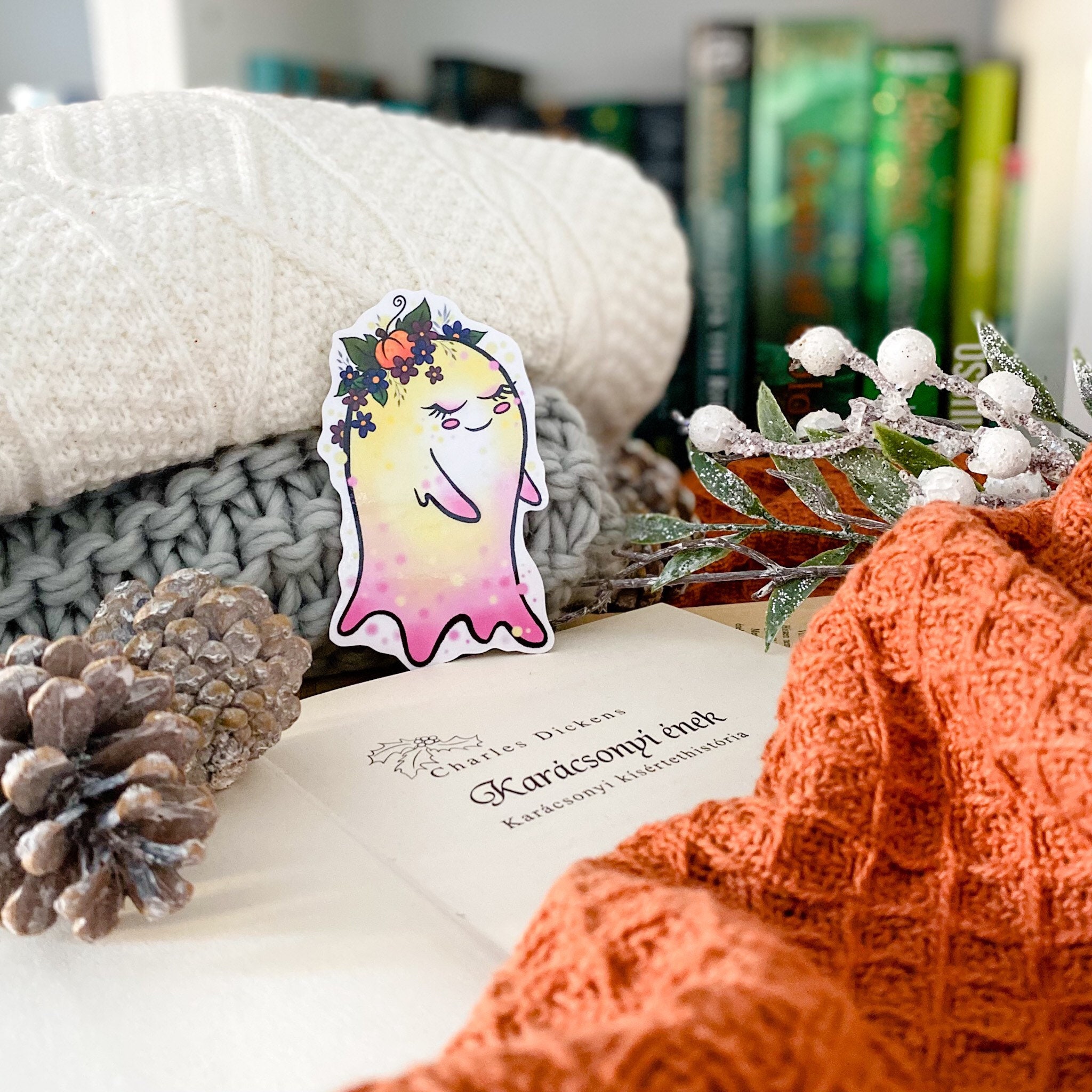 Pink Cute Ghost Sticker Pastel Goth Ghost Yellow and Pink - Etsy Canada